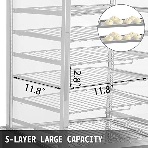 VEVOR 110V Commercial Bun Steamer, 5-Layer Restaurant Bun Warmer, Electric Food Steamer with 11.8x11.8-Inch Racks, 30-110℃/86-230℉ Bun Bread Steamer Machine, 900W Hot Dog Steamer Warmer, for Buffet