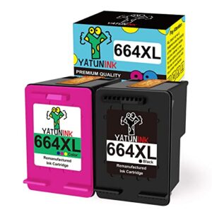 yatunink remanufactured 664xl ink cartridge replacement for hp 664xl 664 xl black/color ink f6v30a f6v31a for deskjet 1115 2135 3635 2138 3636 3638 4535 4536 4538 4675 4676 4678 printer (2pack)