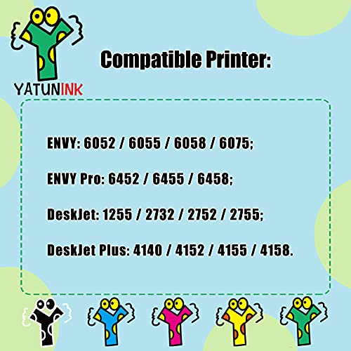 YATUNINK Remanufactured 67XL Ink Cartridge Replacement for HP 67 XL Black Color Ink Cartridge for HP DeskJet 1255 2732 2752 2755 Envy Pro 6452 6455 6458 DeskJet Plus 4140 4152 Printer(1Black 1Color)