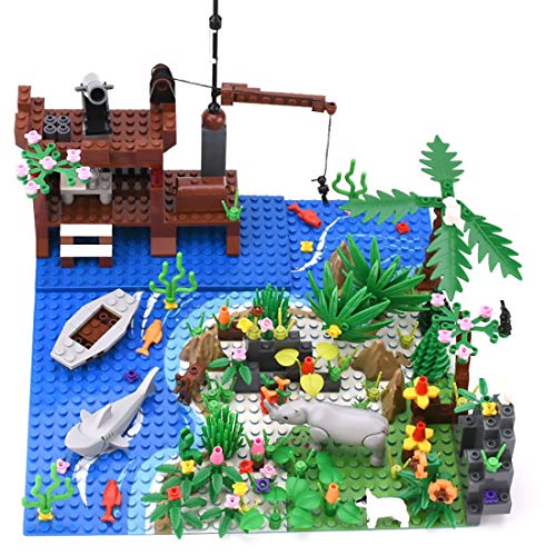 Haoun Tropical Island Building Block Parts Rainforest Plants Trees Flowers Scenery Animals Bricks Toy Set with Base Plates Compatible with All Major Brands