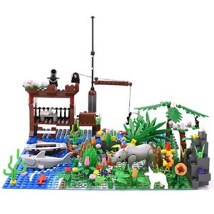 Haoun Tropical Island Building Block Parts Rainforest Plants Trees Flowers Scenery Animals Bricks Toy Set with Base Plates Compatible with All Major Brands