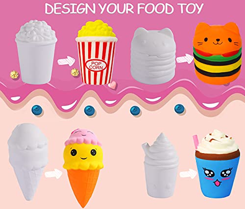 7Pcs Arts and Crafts for Girls, DIY Dessert Paint Your Own Squishies Kit! Gifts for Craft Lovers Kids Top Christmas Toys. Jumbo Slow Rise Squishies Stress Relief for Adult, with Decorating Stickers