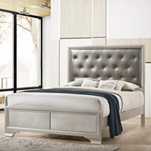 Coaster Home Furnishings Salford Queen Panel Bed Metallic Sterling and Charcoal Grey