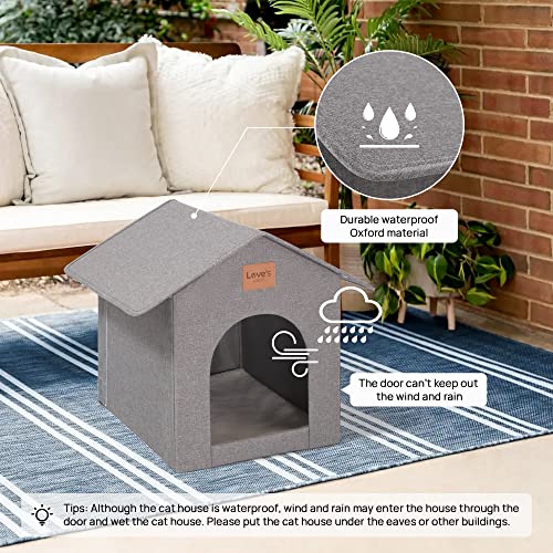 Love's cabin Outdoor Cat House Waterproof for All Seasons, Collapsible Warm Cat Houses for Outdoor/Indoor Cats, Feral Cat Shelter with Removable Soft Mat, Easy to Assemble Igloo House for Small Dog