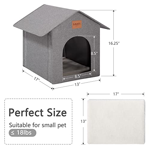 Love's cabin Outdoor Cat House Waterproof for All Seasons, Collapsible Warm Cat Houses for Outdoor/Indoor Cats, Feral Cat Shelter with Removable Soft Mat, Easy to Assemble Igloo House for Small Dog