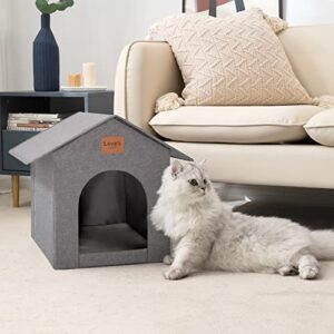 Love's cabin Outdoor Cat House Waterproof for All Seasons, Collapsible Warm Cat Houses for Outdoor/Indoor Cats, Feral Cat Shelter with Removable Soft Mat, Easy to Assemble Igloo House for Small Dog