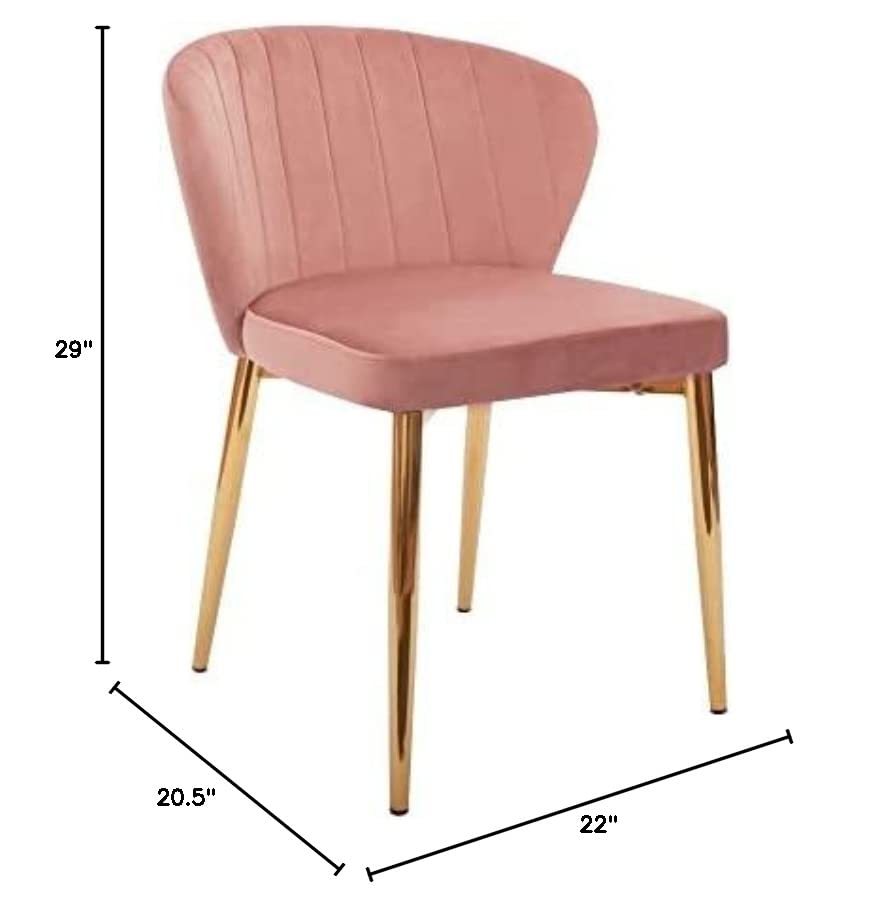 CangLong Mid Century Velvet Upholstered Side Chair with Metal Legs Set of 1,Pink