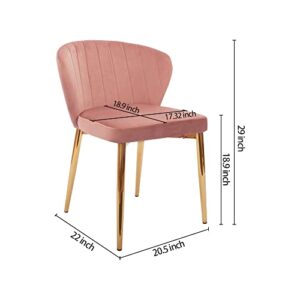 CangLong Mid Century Velvet Upholstered Side Chair with Metal Legs Set of 1,Pink