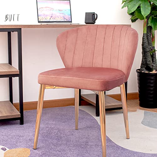 CangLong Mid Century Velvet Upholstered Side Chair with Metal Legs Set of 1,Pink