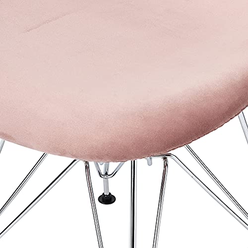 CangLong Mid Century Velvet Upholstered Dining Chair with Metal Legs Set of 1, Pink