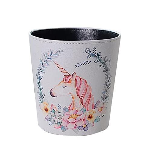 Daliuing Trash Bin Plastic Pressure Ring Trash can Unicorn Recycling Bins for Kitchens, Home Offices, Kids Rooms