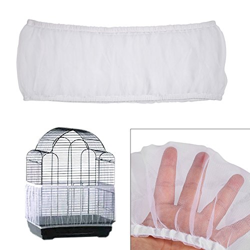 ViaGasaFamido Bird Cage Cover, 4 Colors Ventilated Nylon Mesh Bird Cage Cove Shell Seed Catcher Pet Products Pet Large Size Pet Birds Parrot Cage Seed Catcher(Blanco)