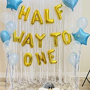 JeVenis 15 PCS Half Way To One Balloons 1/2 Birthday Decorations Half Way To One Birthday Party for Boy Blue Balloons