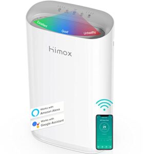 himox air purifier for allergies,air purifiers for home large room 2690 sq. ft, smart wifi pm2.5 air quality sensors,captures 99.99% of particles,smoke, pets dander,dust, auto mode, alexa control