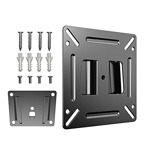 SJBRWN RV TV Wall Mount Fit Most 14-24 Inch Flat Screen Low Profile Metal Bracket Ultra Slim Monitor Mount 17 19 21" Fixed Small Camper Monitor Wall Mount Bracket VESA Up to 100x100mm Max Load 33lbs