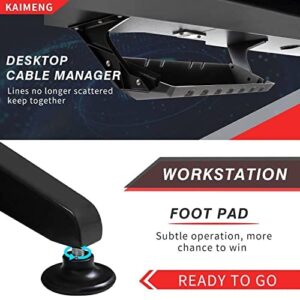 KaiMeng Racing Style Gamer Computer Desk Free Full Mouse Pad Modern Carbon Fiber Surface Ergonomic, T-Shaped Y Leg Office Room Game Table Workstation, with Handle Rack, 62.7"L X 29.5"W X 29.5"H, Black