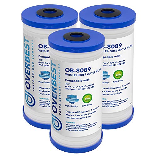 Overbest AP810 Whole House Water Filter, Replacement for 3M Aqua-Pure AP810, AP801, AP801-C, AP801T, AP801B and AP811 Water Filtration Systems, Whirlpool WHKF-GD25BB (3 Pack)