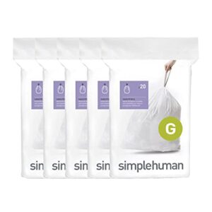 simplehuman code g custom fit drawstring trash bags in dispenser packs, 100 count, 30 liter / 8 gallon, white