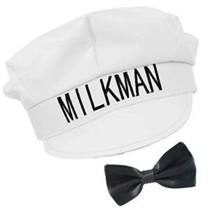 milkman hat with black bow tie classic vintage 1950's looking