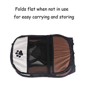 BODISEINT Portable Pet Playpen, Dog Playpen Foldable Pet Exercise Pen Tents Dog Kennel House Playground for Puppy Dog Yorkie Cat Bunny Indoor Outdoor Travel Camping Use (Small, Coffee - Beige)