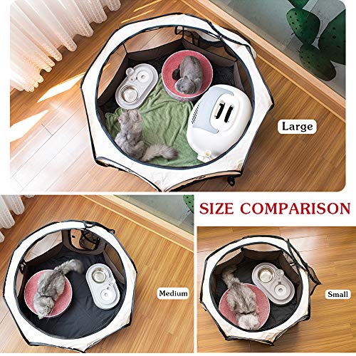 BODISEINT Portable Pet Playpen, Dog Playpen Foldable Pet Exercise Pen Tents Dog Kennel House Playground for Puppy Dog Yorkie Cat Bunny Indoor Outdoor Travel Camping Use (Small, Coffee - Beige)