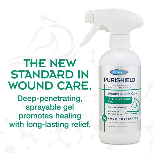 Farnam PuriShield Horse Wound Care, Intensive Care Gel Promotes Healing, Long Lasting Relief and Protection 12 Ounces