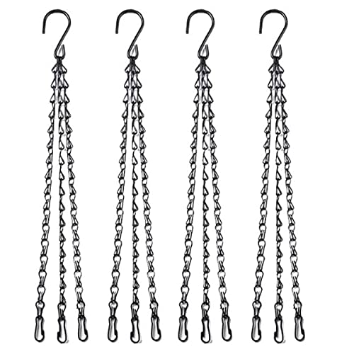 HHTHH 4pcs 18 inch Black Hanging Basket Chain with Hooks Flower Plant Pot Replacement Chain Hanger for Bird Feeders,Planters,Lanterns and Ornaments