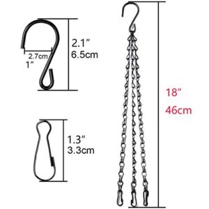 HHTHH 4pcs 18 inch Black Hanging Basket Chain with Hooks Flower Plant Pot Replacement Chain Hanger for Bird Feeders,Planters,Lanterns and Ornaments