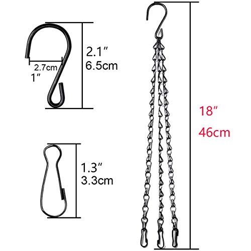 HHTHH 4pcs 18 inch Black Hanging Basket Chain with Hooks Flower Plant Pot Replacement Chain Hanger for Bird Feeders,Planters,Lanterns and Ornaments