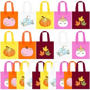 20pcs pumpkin party favor bags, halloween non-woven pumpkin bags, autumn goodie candy gift bags maple leaf pumpkin treat bags for fall birthday baby shower thanksgiving halloween party decoration