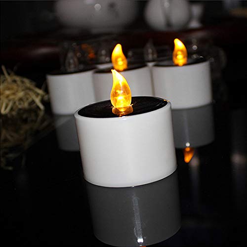 6 Sets of Solar Tea Lights, Waterproof, Rechargeable flameless led Candle Lights, Used for Holiday Celebrations, Outdoor Camping and Emergency Home Decoration to Create Romantic Atmosphere