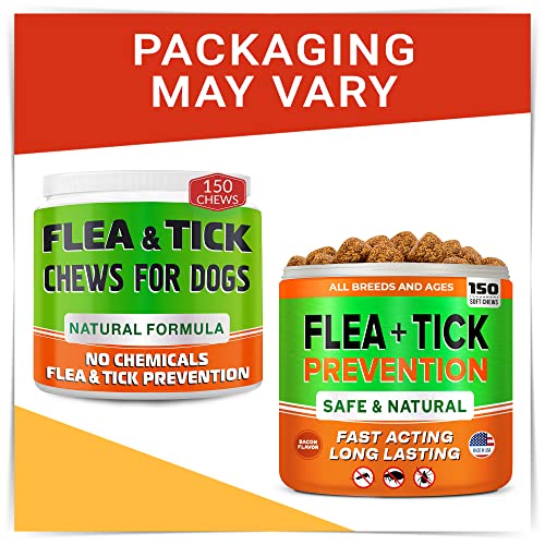 Natural Flea & Tick Prevention for Dogs Chewable Tablets - Flea & Tick Control Supplement - Oral Flea Pills for Dogs - All Breeds and Ages - Soft Chews Made in USA