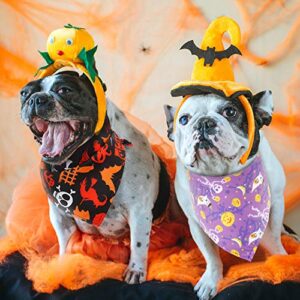 8 Pieces Halloween Pet Bandana Dog Kerchief Scarf Dog Triangle Bibs Washable Cat Scarf Accessories for Halloween Holiday Christmas Festival Theme Party Cat Dog