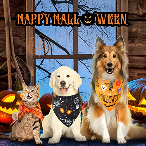 8 Pieces Halloween Pet Bandana Dog Kerchief Scarf Dog Triangle Bibs Washable Cat Scarf Accessories for Halloween Holiday Christmas Festival Theme Party Cat Dog