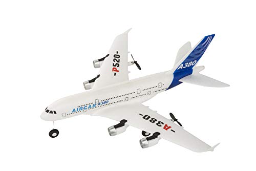 New A380 Airplane 2.4G 2Ch Fixed Wing Outdoor P520-A380 RC Plane Toys Two Batteries (Blue)