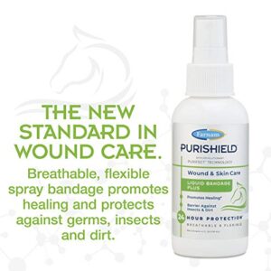 Farnam Purishield Horse Wound Care Liquid Bandage Plus, Sprayable, Promotes Healing for Horses, Dogs, Cats, Livestock, 4 Oz.