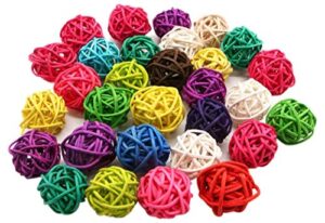 liusm 20 pcs colorful handmade wicker rattan balls decorative, pet bird chew toy party wedding table decoration decorative crafts hanging diy accessories