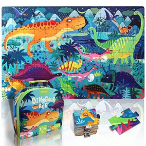 yogeon puzzles for kids ages 4-8, 3-5,100 piece dinosaur puzzles for toddler 4-6,floor puzzle age 5-7 children learning preschool educational puzzles toys for boys and girls