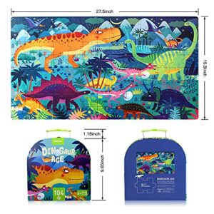 YOGEON Puzzles for Kids Ages 4-8, 3-5,100 Piece Dinosaur Puzzles for Toddler 4-6,Floor Puzzle Age 5-7 Children Learning Preschool Educational Puzzles Toys for Boys and Girls