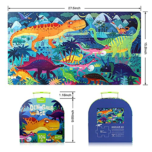 YOGEON Puzzles for Kids Ages 4-8, 3-5,100 Piece Dinosaur Puzzles for Toddler 4-6,Floor Puzzle Age 5-7 Children Learning Preschool Educational Puzzles Toys for Boys and Girls