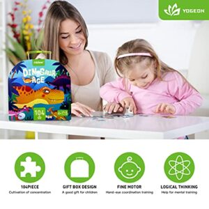 YOGEON Puzzles for Kids Ages 4-8, 3-5,100 Piece Dinosaur Puzzles for Toddler 4-6,Floor Puzzle Age 5-7 Children Learning Preschool Educational Puzzles Toys for Boys and Girls