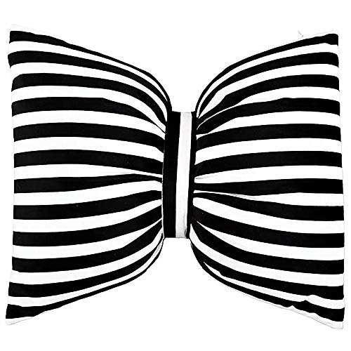 Poowe Black and White Striped Bow Pillow Sofa Decor Cushions,Decorative Reversible Pillow Cushion for Bed Couch Office 17.7 x 13.7 Inch