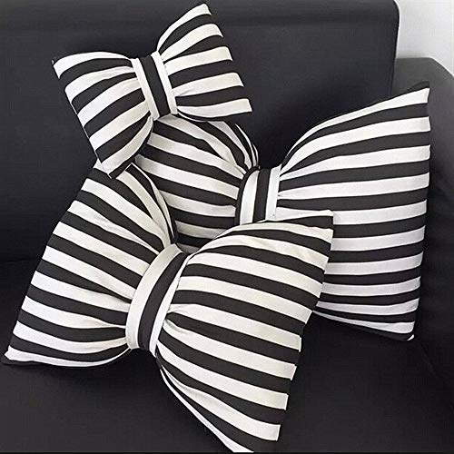 Poowe Black and White Striped Bow Pillow Sofa Decor Cushions,Decorative Reversible Pillow Cushion for Bed Couch Office 17.7 x 13.7 Inch