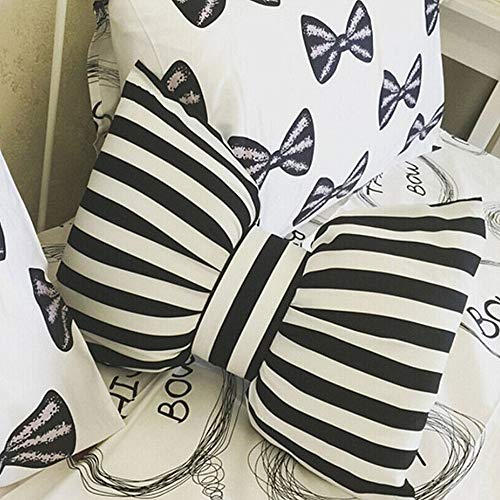 Poowe Black and White Striped Bow Pillow Sofa Decor Cushions,Decorative Reversible Pillow Cushion for Bed Couch Office 17.7 x 13.7 Inch