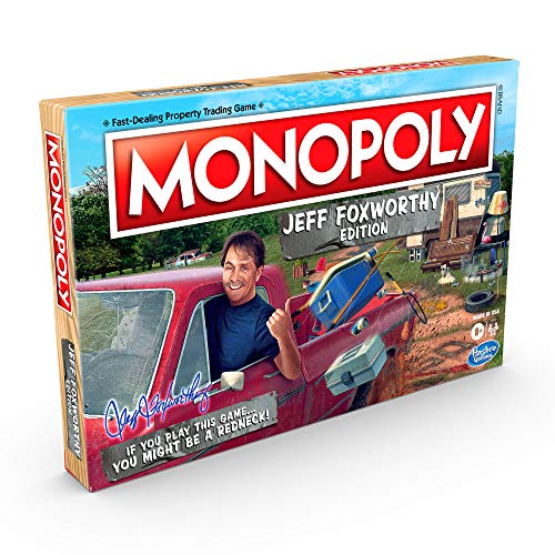 Monopoly Jeff Foxworthy Edition Board Game Featuring Redneck Humor, Fast-Dealing Property Trading Game for 2-6 Players, Ages 8 and Up