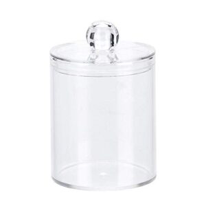 acrylic cotton ball holder with lid, round cotton bud case acrylic cotton swab holder storage container organizer,bathroom containers dispenser for organizing cotton swab, cotton pads, makeup