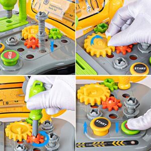 UNIH Kids Tool Sets for Boys Age 2-4 Childs Carpenter Preschool Fixing Tool Kit with Yellow Box, Toys for 2 Year Old Boy