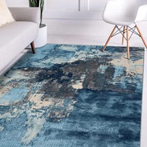 LUXE WEAVERS Rug Nuvola 8722 Blue Distressed Abstract Area Rug 2x3