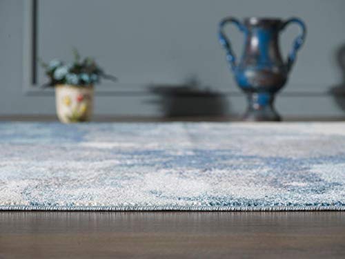 LUXE WEAVERS Rug Nuvola 8722 Blue Distressed Abstract Area Rug 2x3