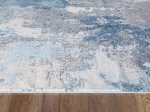 LUXE WEAVERS Rug Nuvola 8722 Blue Distressed Abstract Area Rug 2x3